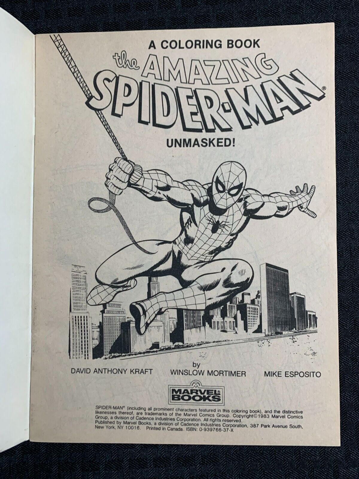 1983 AMZING SPIDER-MAN UNMASKED Coloring Book FN 6.0 Marvel Comics ...