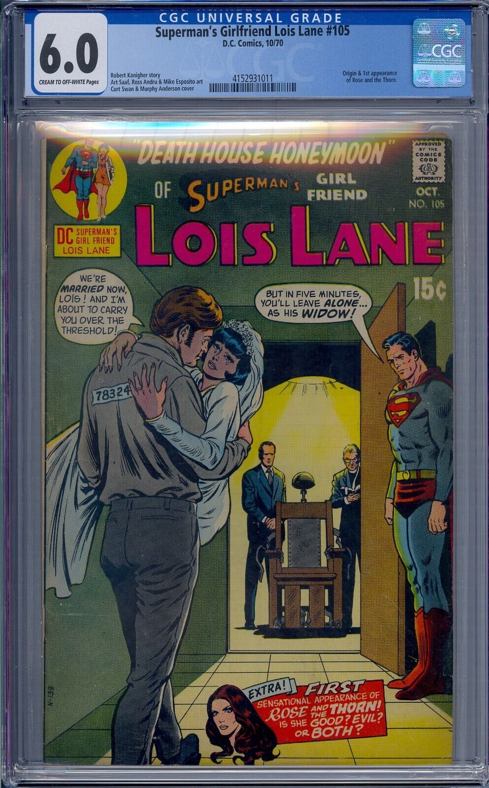 Superman's Girlfriend Lois Lane #105 CGC 6.0 Superman 1st Rose and ...