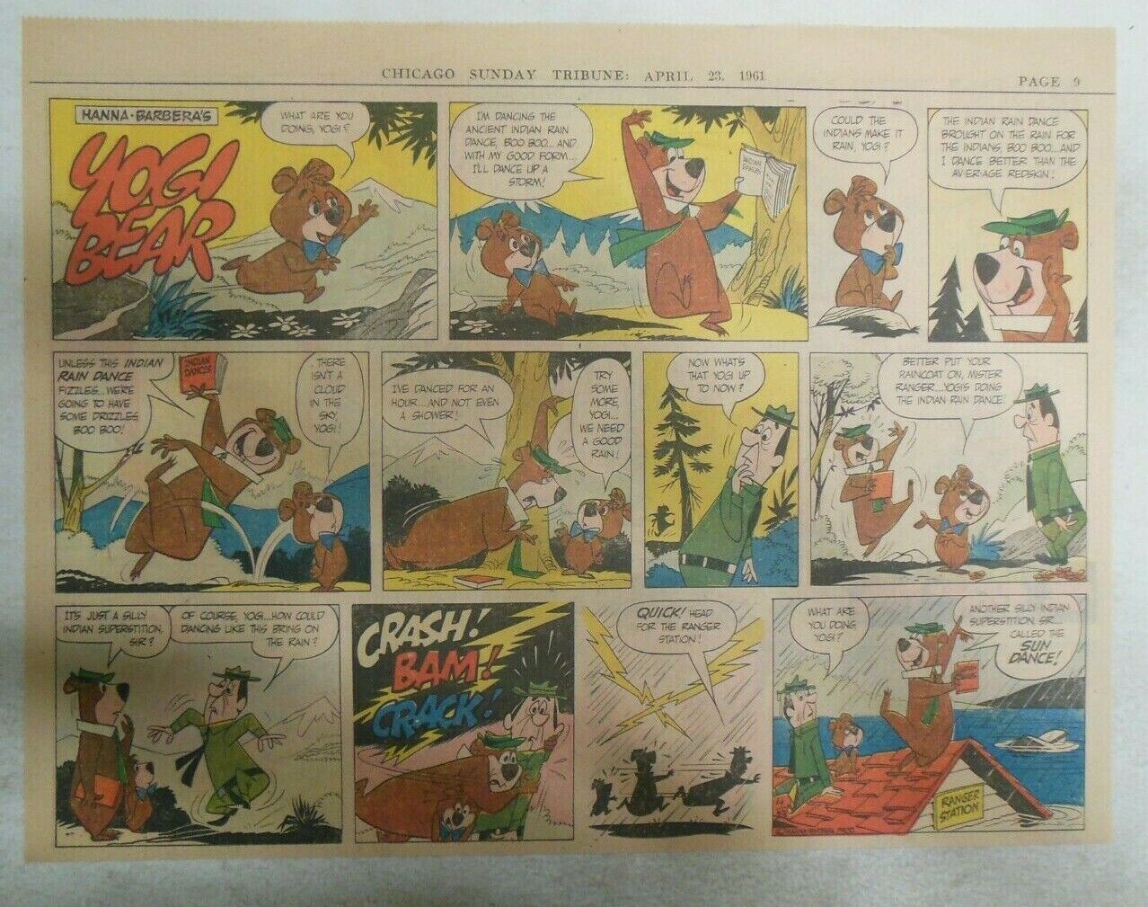Yogi Bear Sunday Page by Hanna-Barbera from 4/23/1961 Size: 11 x 15 ...