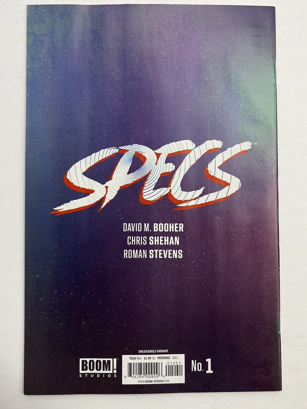 Specs #1 Unlockable Patridge VAR (Nm) 2022 Boom! Studios David Booher ...