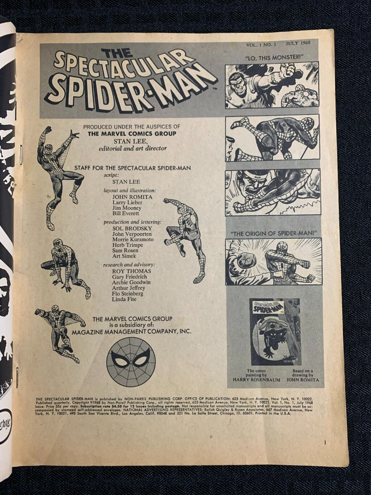 1968 THE SPECTACULAR SPIDER-MAN Magazine #1 GD+ 2.5 John Romita | Comic ...