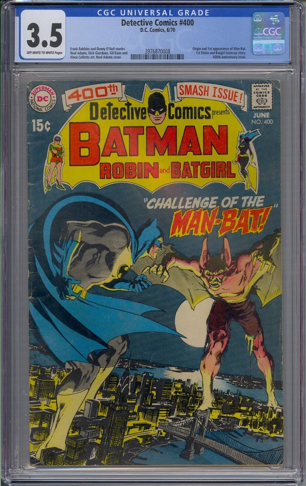 Detective Comics #400 CGC 3.5 Batman Robin Batgirl Origin 1st Man-Bat ...