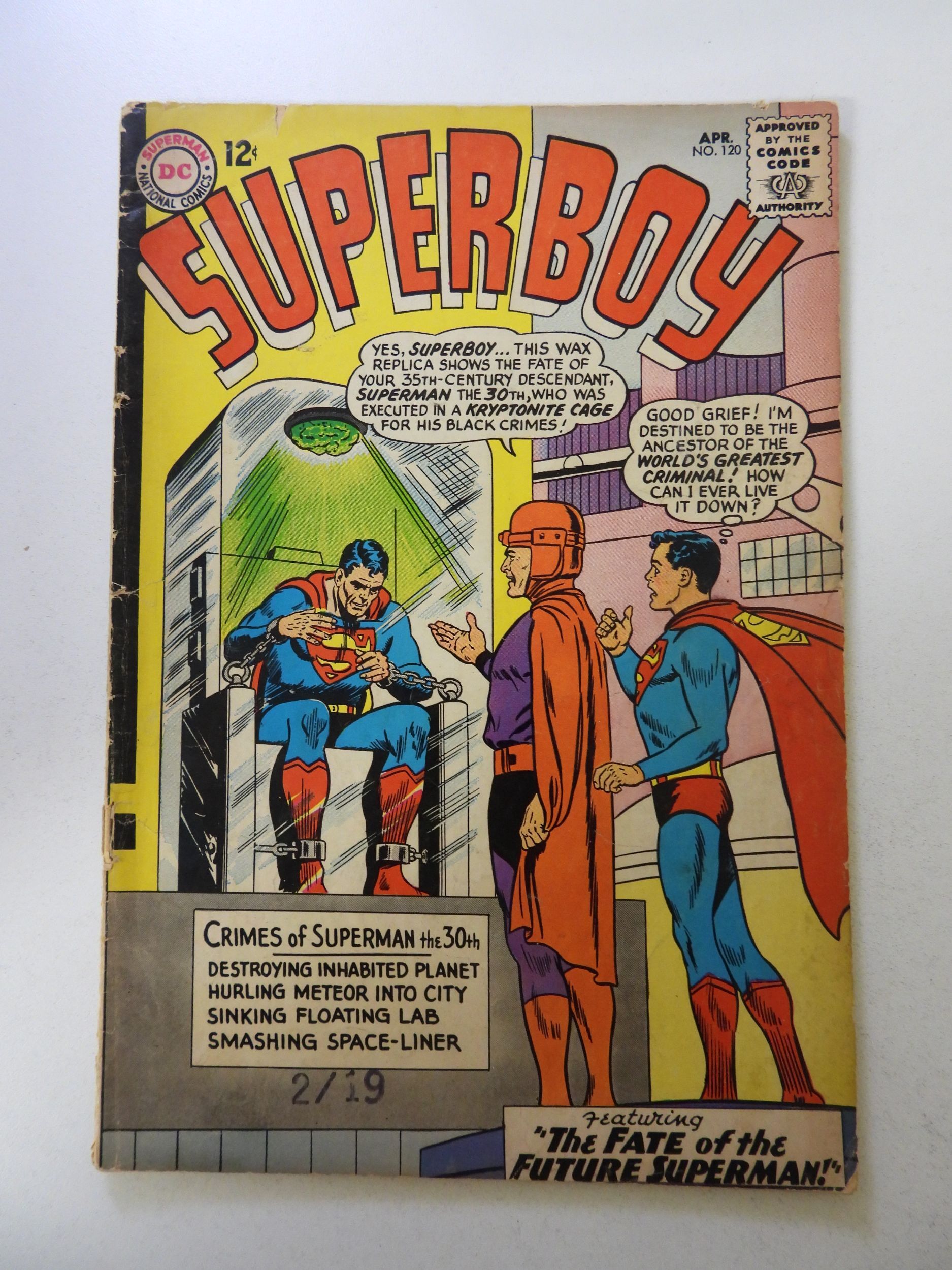 Superboy #120 (1965) VG date stamp front cover,bottom staple detached ...
