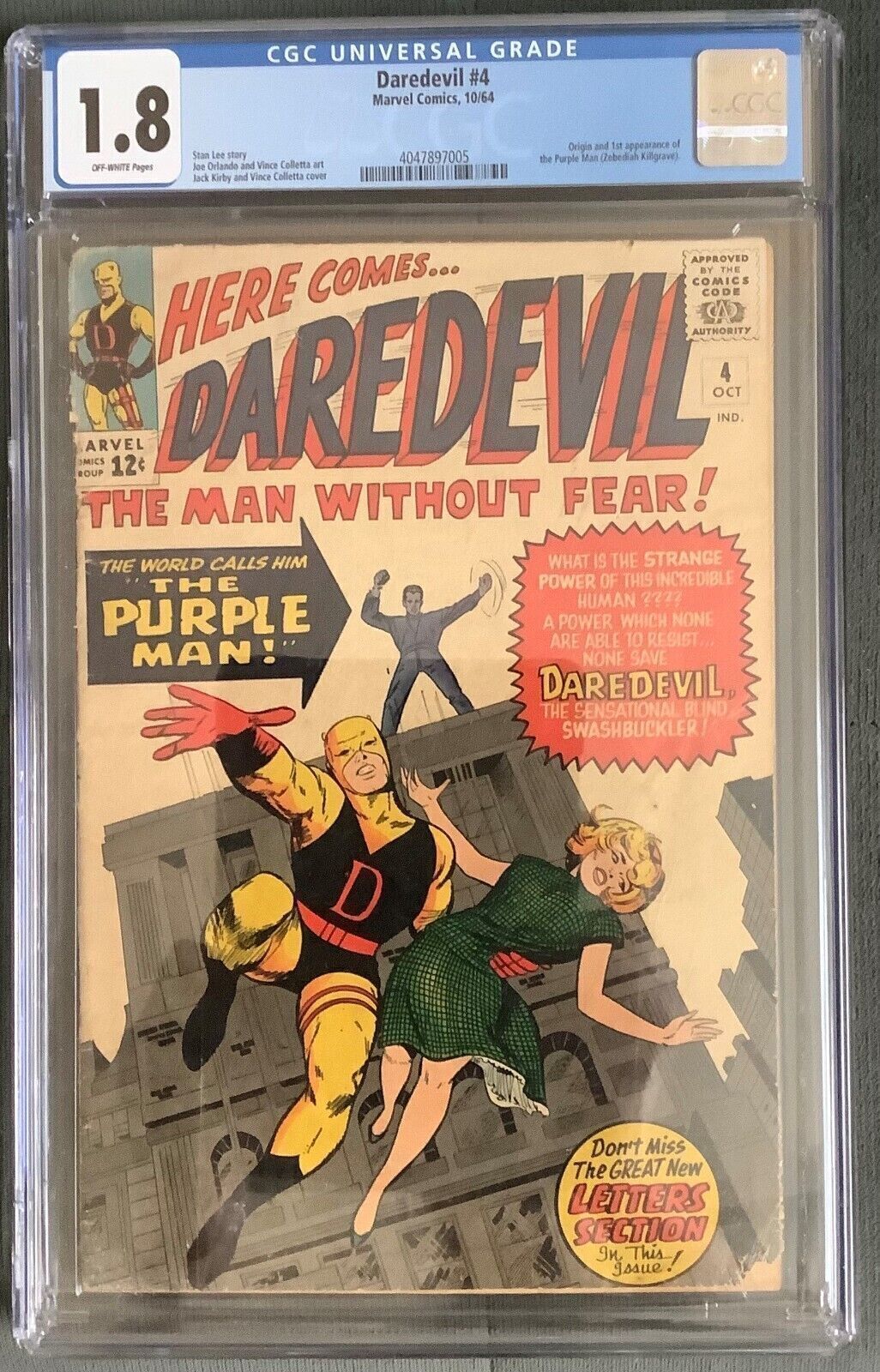 Daredevil #4 (1964, Marvel) 1st Appearance of the Purple Man. CGC ...