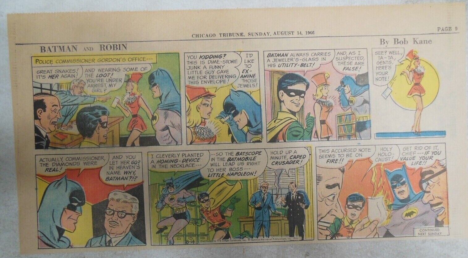 Batman Sunday by Bob Kane from 8/14/1966 Size: 7.5 x 15 inches | Comic ...