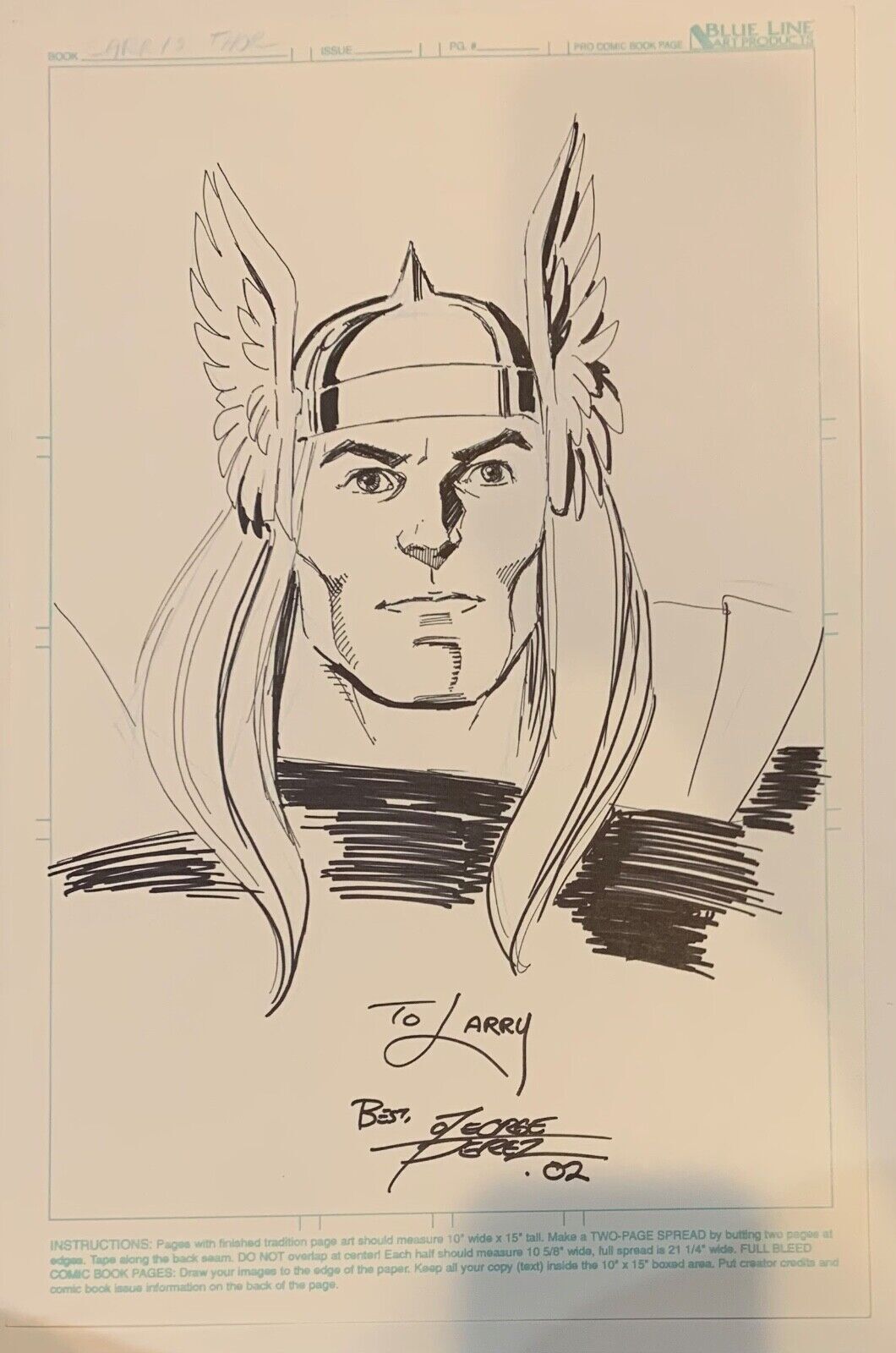 (2002) Original GEORGE PEREZ THOR Comic Art Sketch! | Comic ...