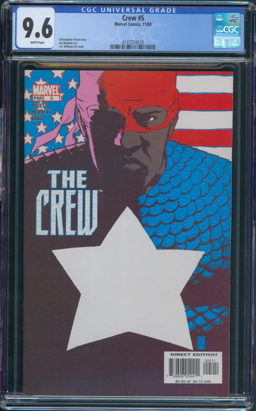 The Crew #5 CGC 9.6 White Pages Origin of Josiah X Marvel 2003 | Comic ...