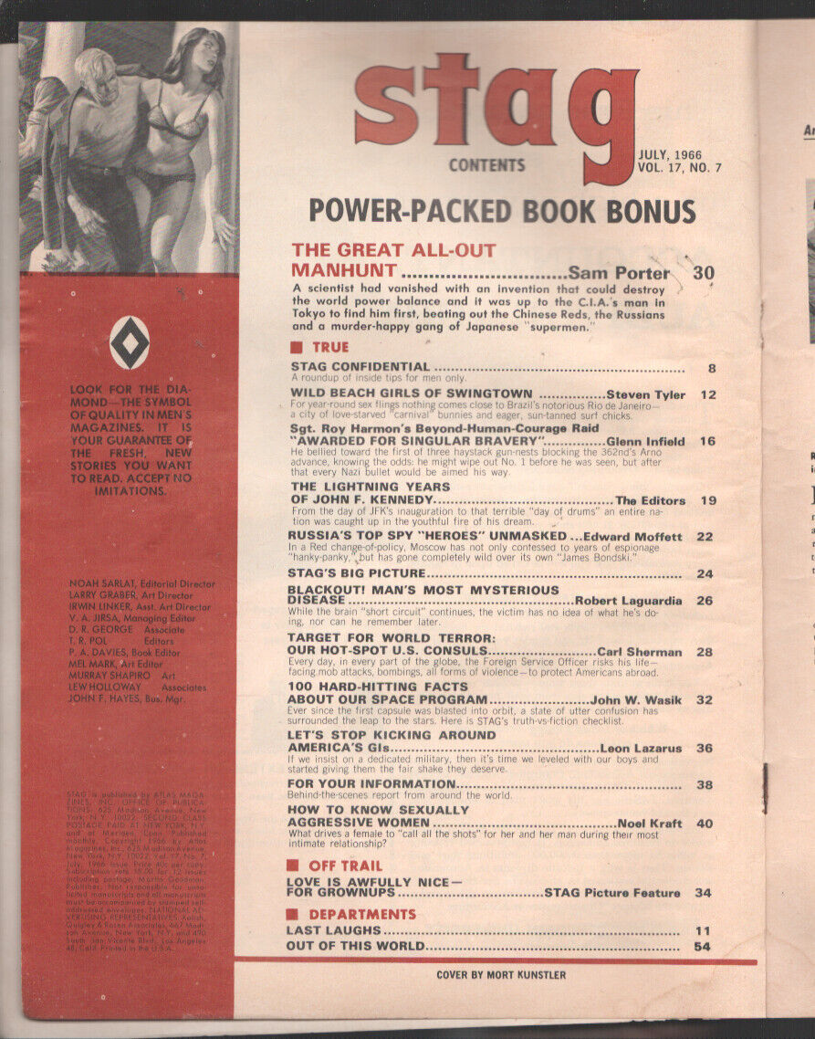 Stag 7/1966 -Mort Kunstler-JFK-space program-commies-war-violence ...