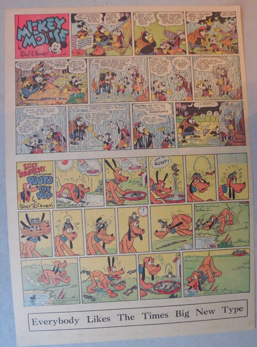 Mickey Mouse Sunday Page by Walt Disney from 5/5/1940 Tabloid Page Size ...