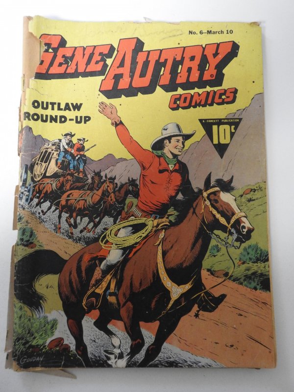 Gene Autry Comics #6 (1943) PR Cond book-length spine split, centerfold ...