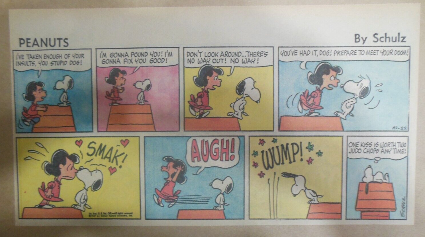 Peanuts Sunday Page by Charles Schulz from 10/22/1967 Size: ~7.5 x 15 ...