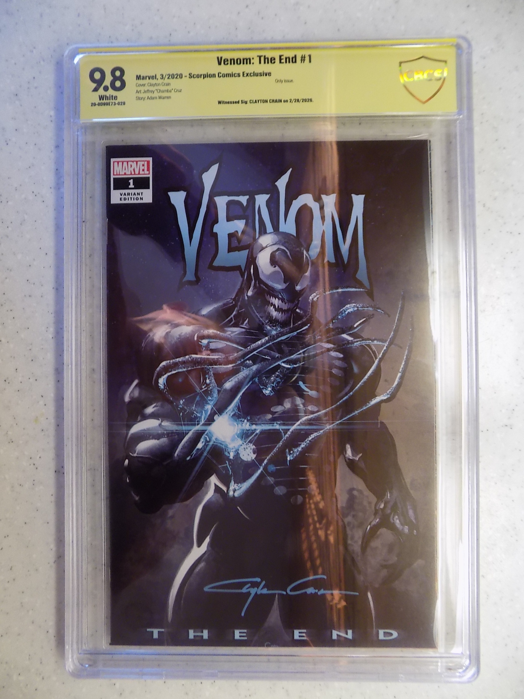 Venom the END # 1 Scorpion Comics EXC Cbcs 9.8. Signed Clayton Crain ...