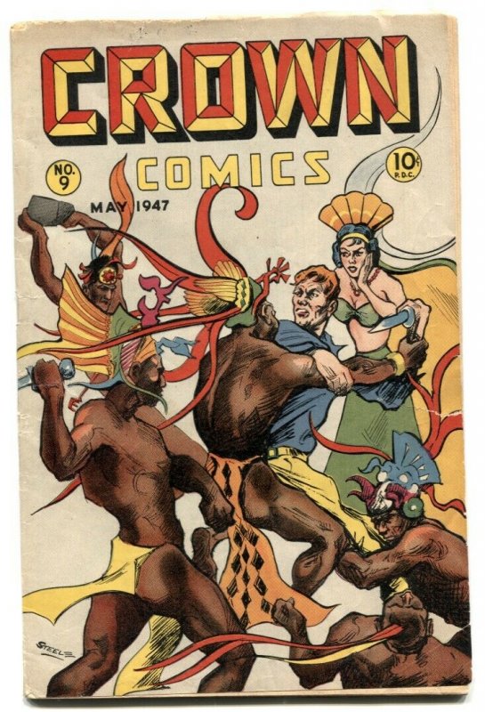 Crown Comics #9 1947- weird butt crack cover- Golden age VG | Comic ...