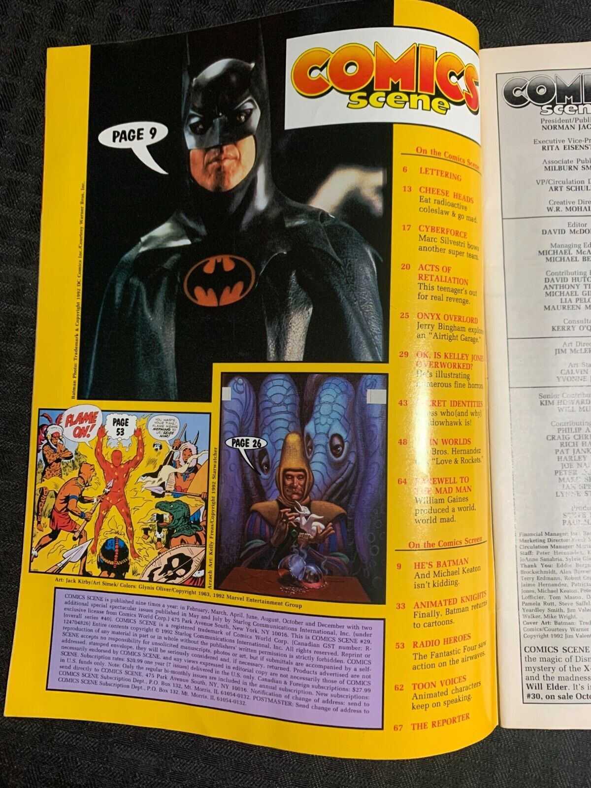 1992 COMICS SCENE Magazine #29 FN 6.0 Batman Animated Adventures ...