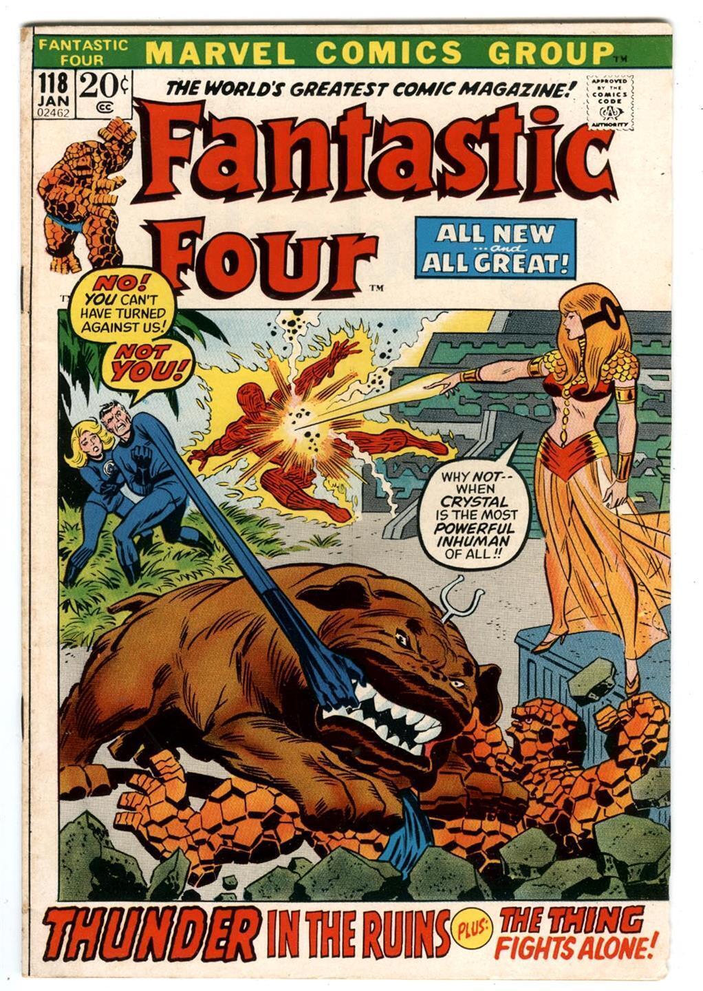Fantastic Four #118 -Jan 1972-Crystal & Lockjaw vs THING Cover, Diablo ...