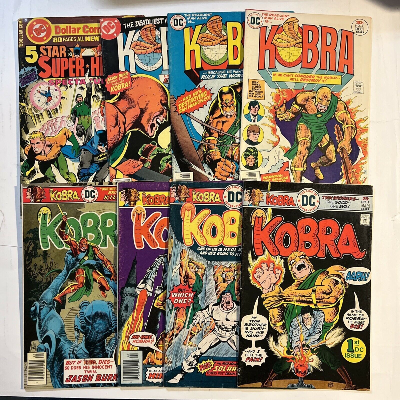 Kobra Set #1-7 (1976) + 5 Star Superhero (1977) Story Completes Kobra ...