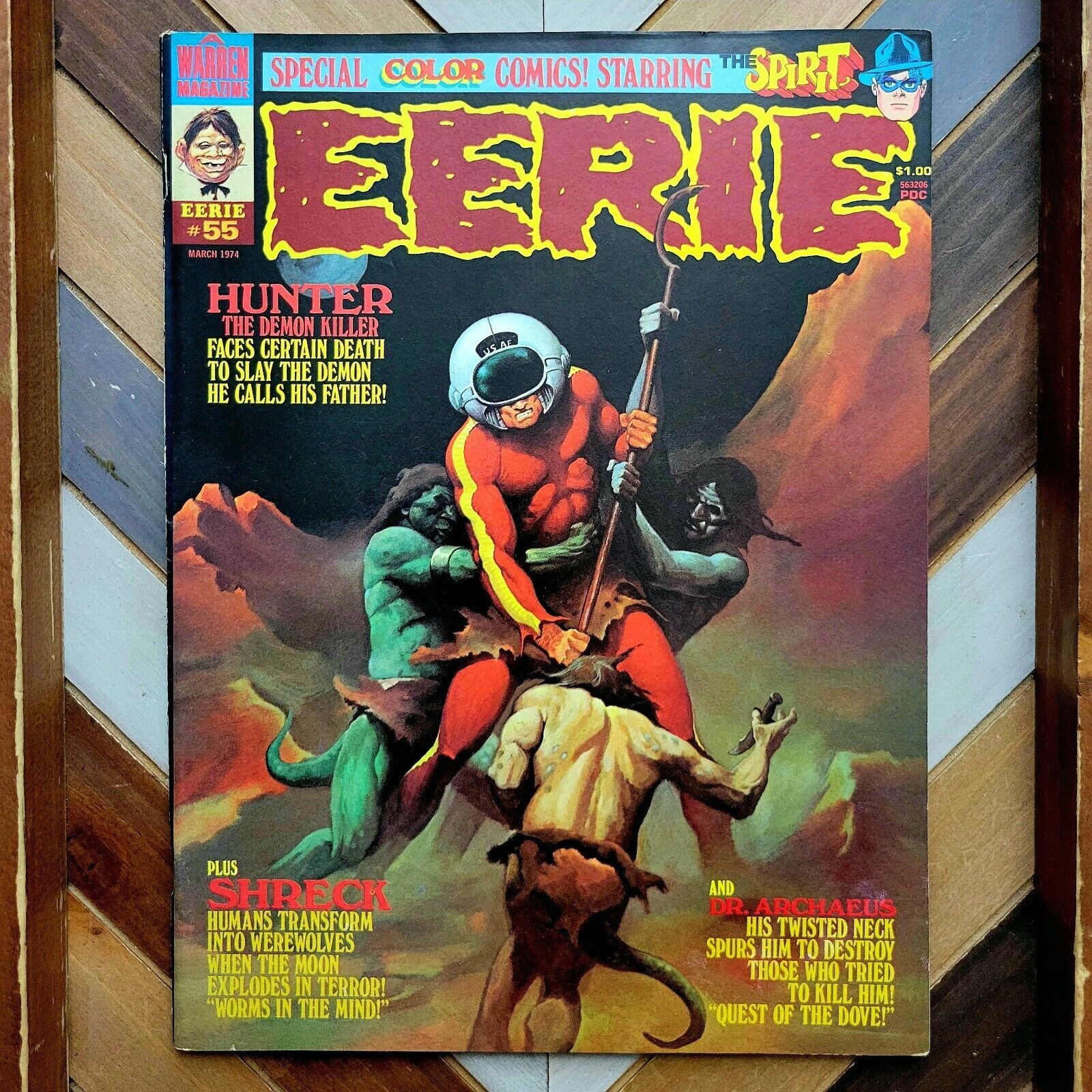 EERIE #55 VF (Warren 1974) Moench, Eisner's SPIRIT Budd Lewis + Ken ...