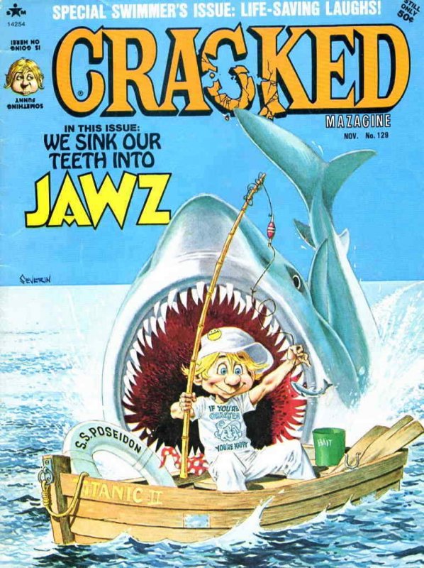 Cracked #129 FN; Globe | Jaws spoof magazine - we combine shipping ...