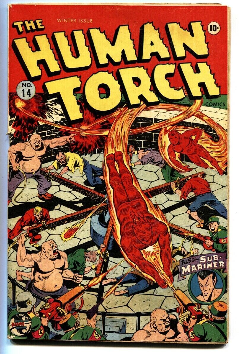 HUMAN TORCH #14-1943-Alex Schomburg WWII cover-Timely comic book ...