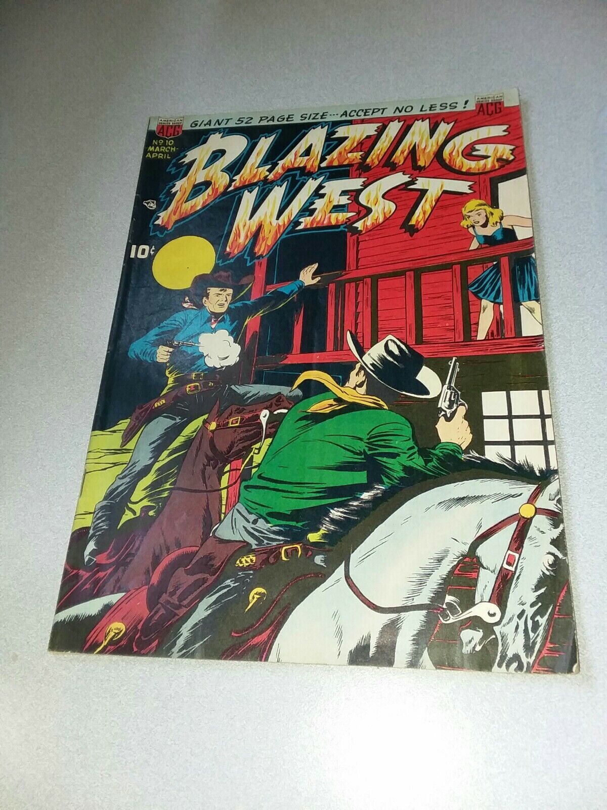 Blazing West #10 acg 1950 BUFFALO BELLE girl cowboy Golden Age western ...