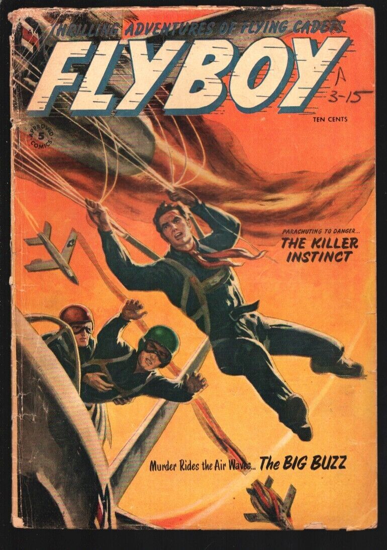 Flyboy #5 1954-parachute cover-Norman Saunders--Korean War POW story ...
