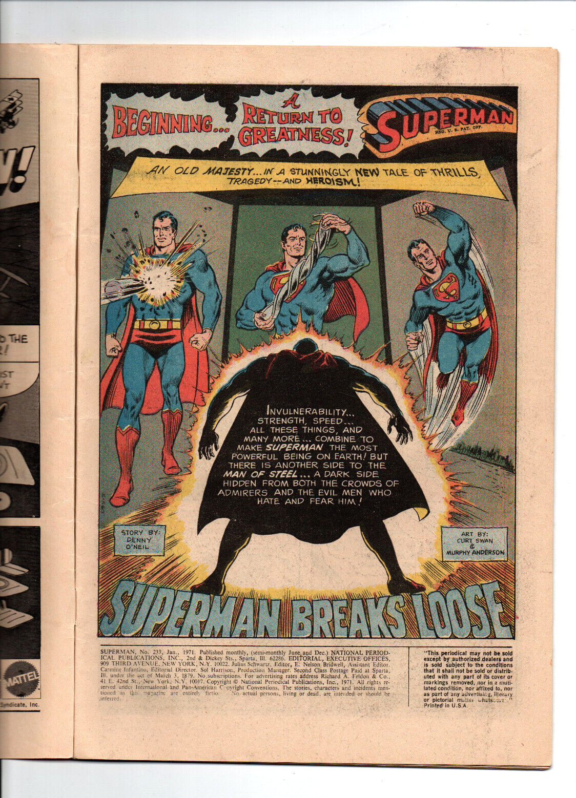 Superman #233 - Iconic Neal Adams Cover - Kryptonite Nevermore - 1971 ...