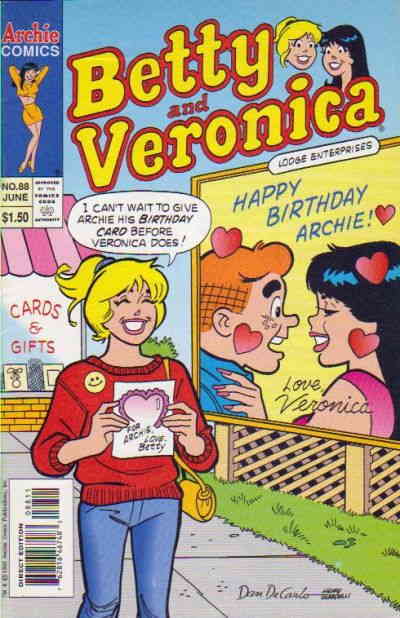 Betty and Veronica #88 VF ; Archie | Birthday Card Cover | Comic Books ...