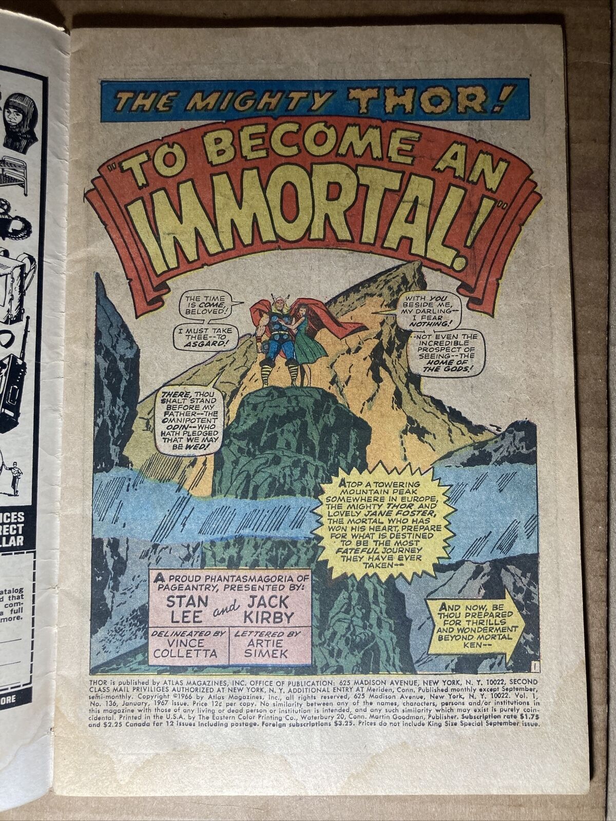 Thor 136 Marvel 1966 GD/VG 1st Reintroduction Of Sif | Comic Books ...