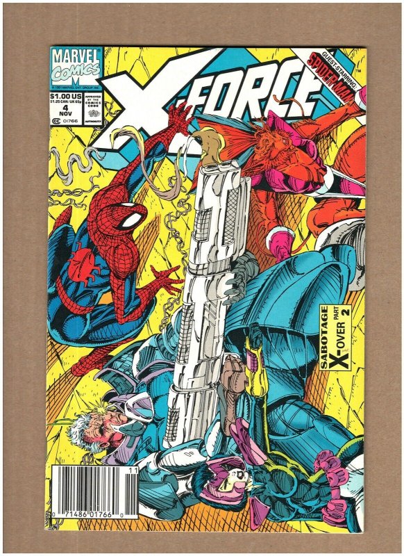 X-Force #4 Newsstand Marvel 1991 Rob Liefeld Spider-man vs Juggernaut ...