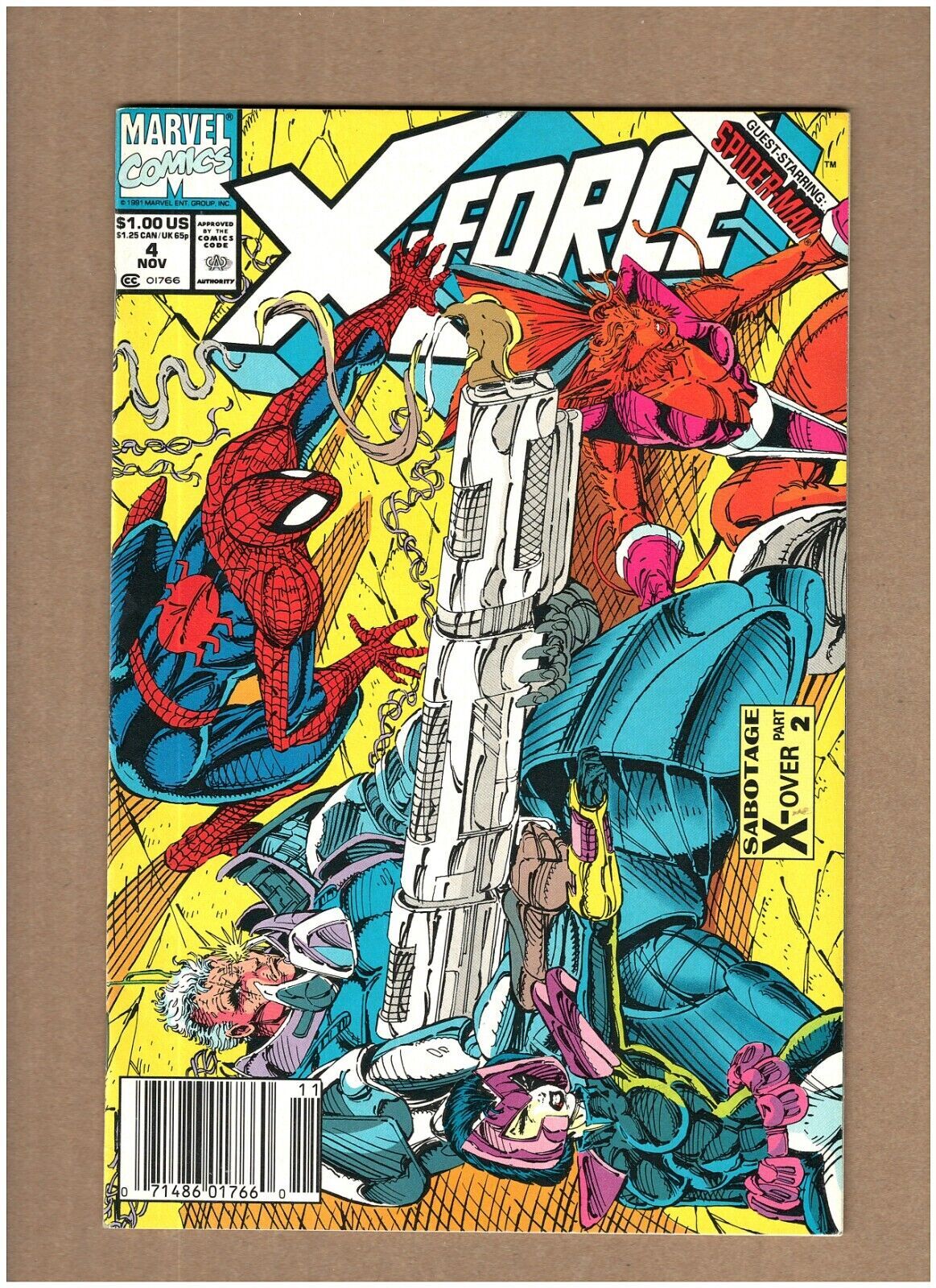 X-Force #4 Newsstand Marvel 1991 Rob Liefeld Spider-man vs Juggernaut VF+ 8.5 | Comic Books ...