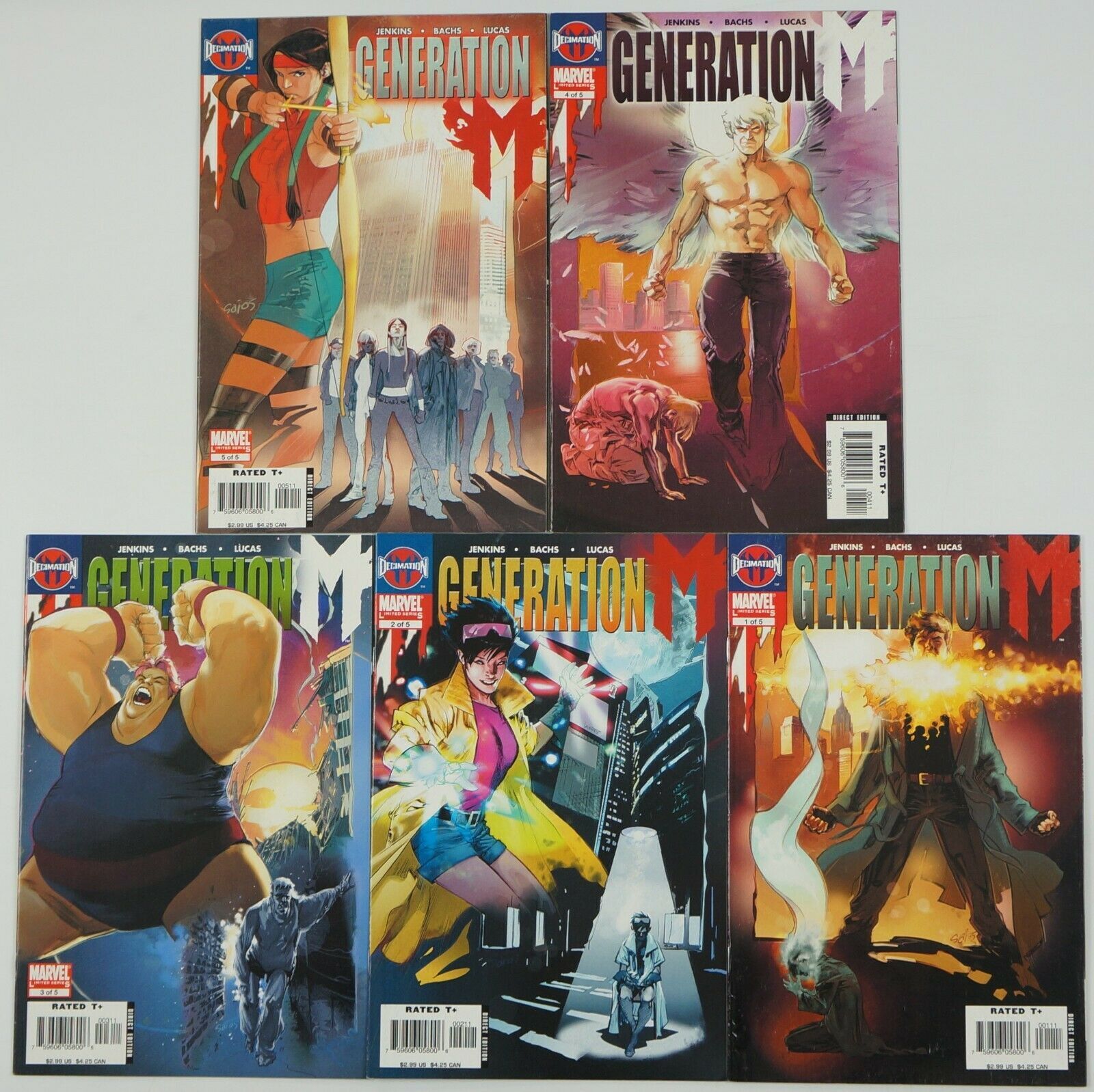 Generation M #1-5 VF complete series - house of m decimation - paul ...