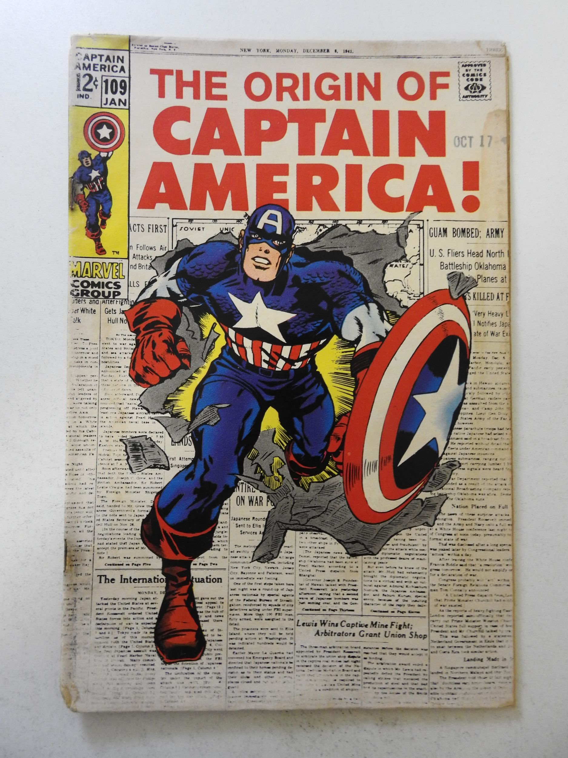 Captain America #109 (1969) GD- Condition moisture damage, mold, rust ...