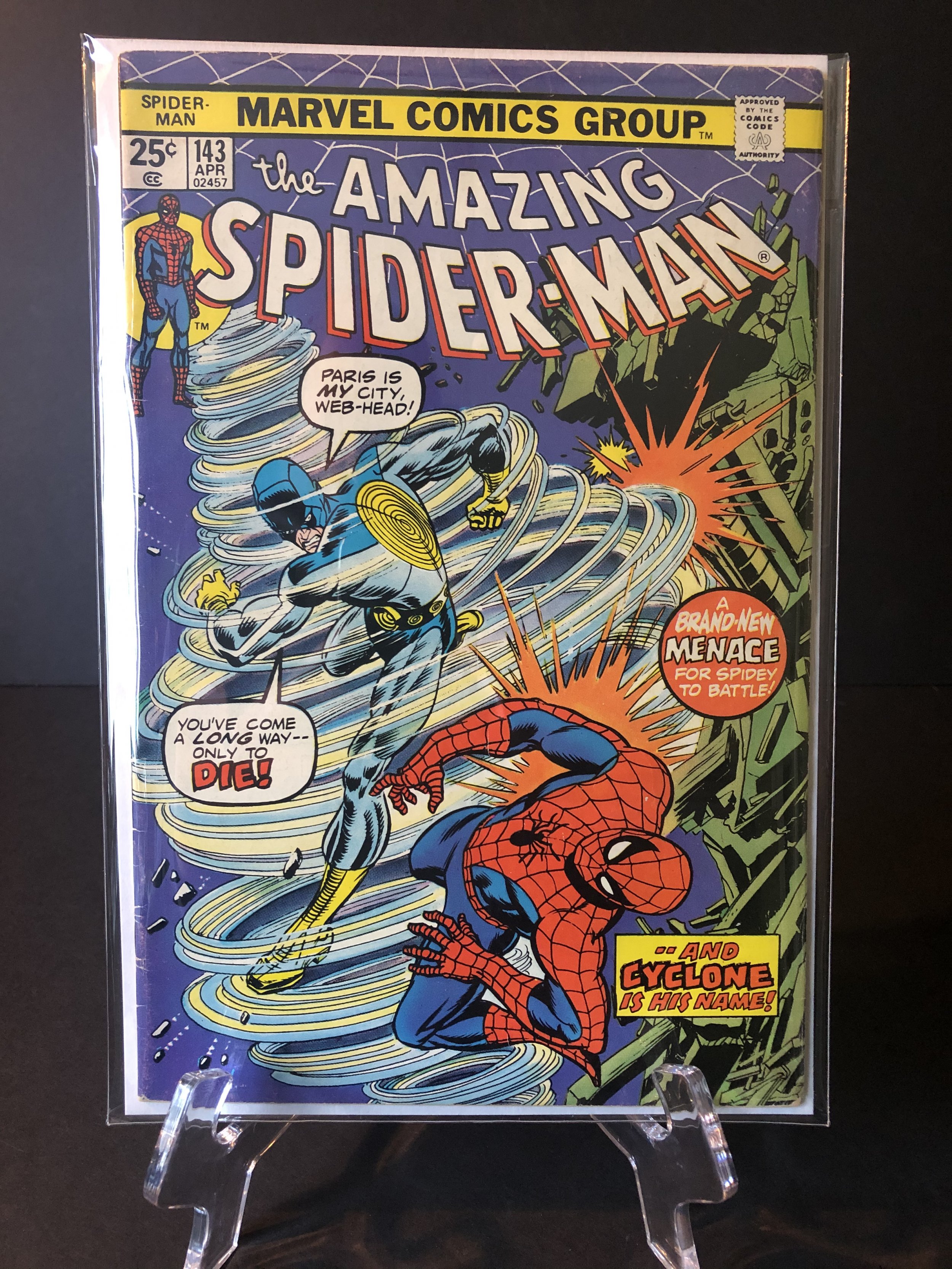 Amazing Spider-Man #143, F/F+, First appearance of Cyclone, Gwen Stacy ...