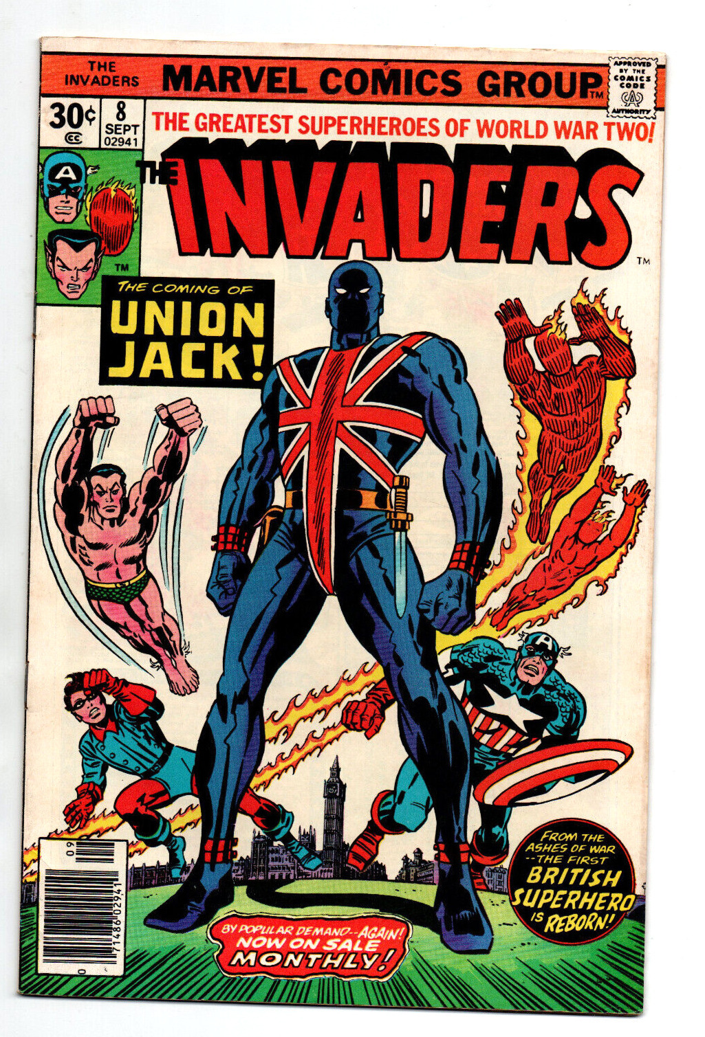 Invaders #8 newsstand - 1st Union Jack - KEY - Captain America - 1976 ...