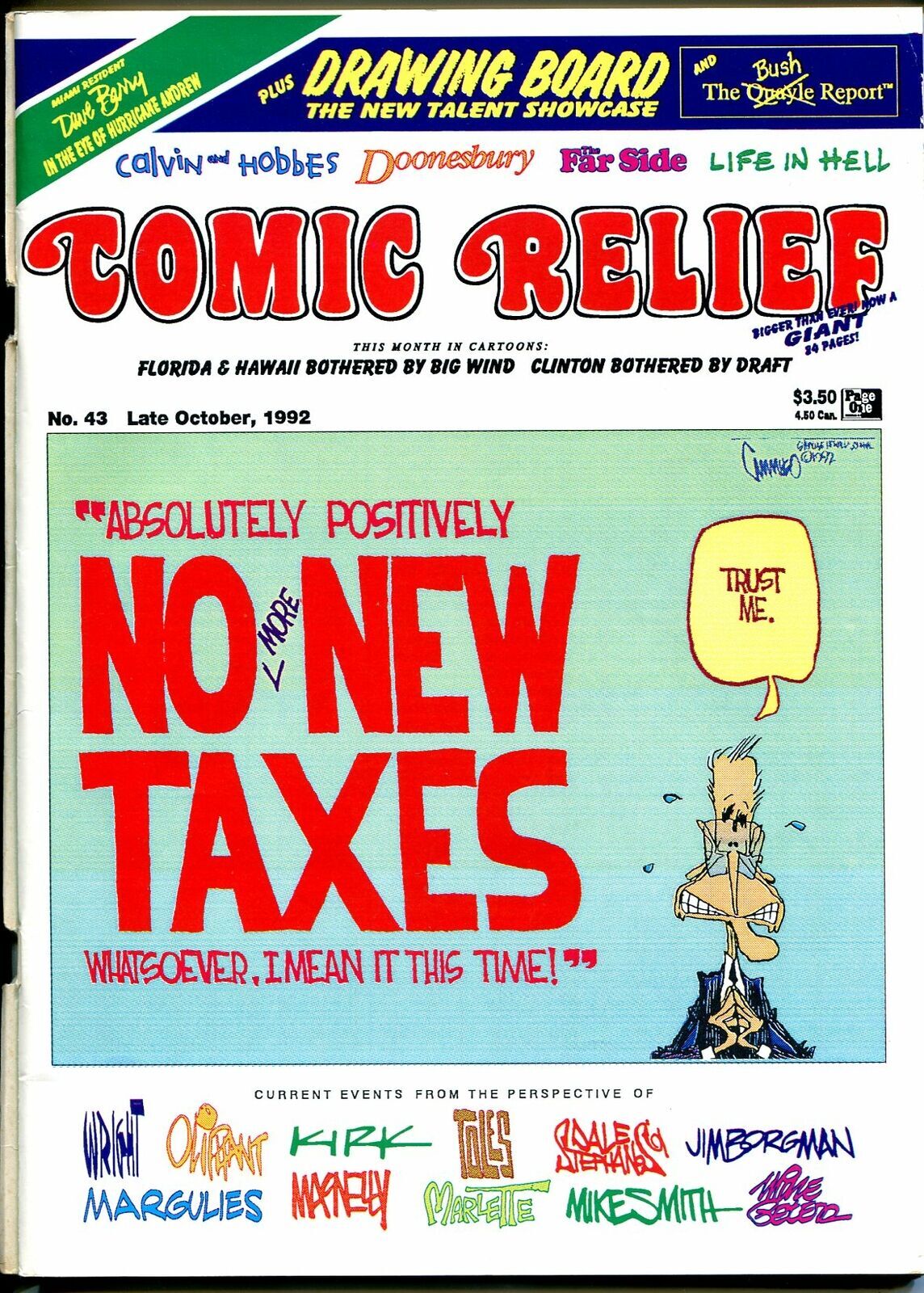 Comic Relief #43 1992-Calvin & Hobbes-political cartoons-Toles ...