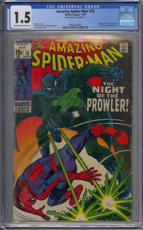 Amazing Spider-Man #78 CGC 1.5 Origin 1st Prowler Hobie Brown John ...