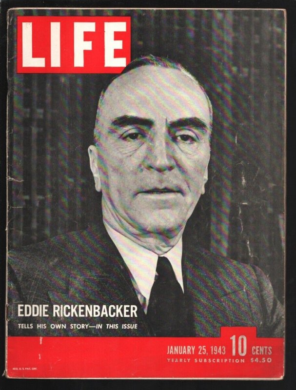 Life1/25/1943-Eddie Rickenbacker cover & life story including race cars ...