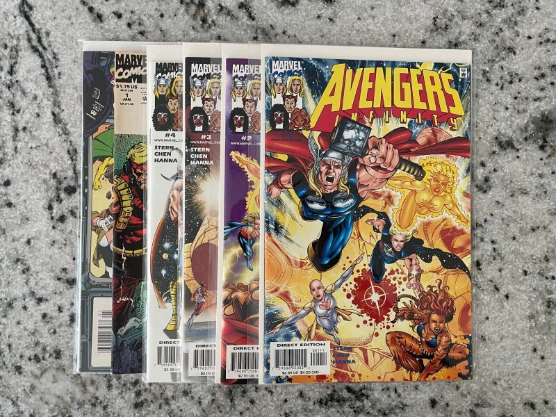 6 Avengers Marvel Comics Infinity # 1 2 3 4 + Strikefile # 1 + Log # 1 ...