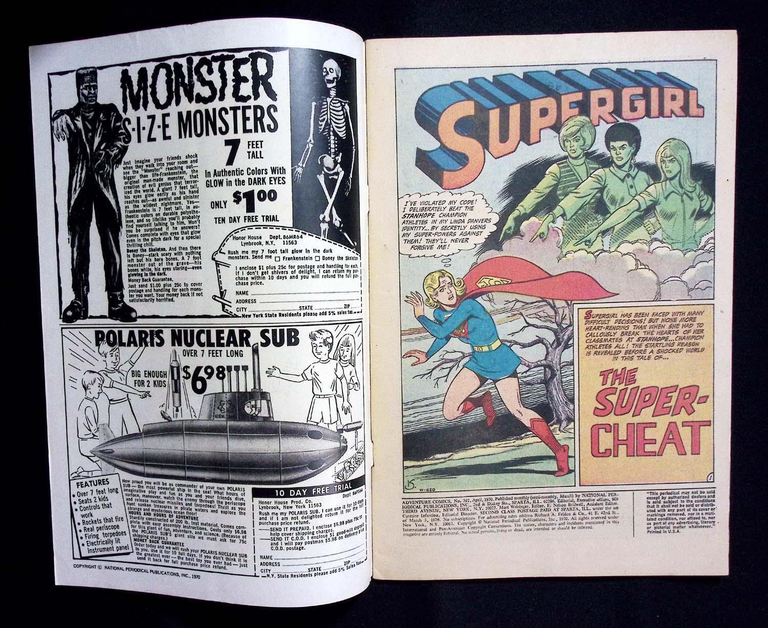 Adventure Comics #392 April 1970 Supergirl Super-Cheat & Lost Uniform ...
