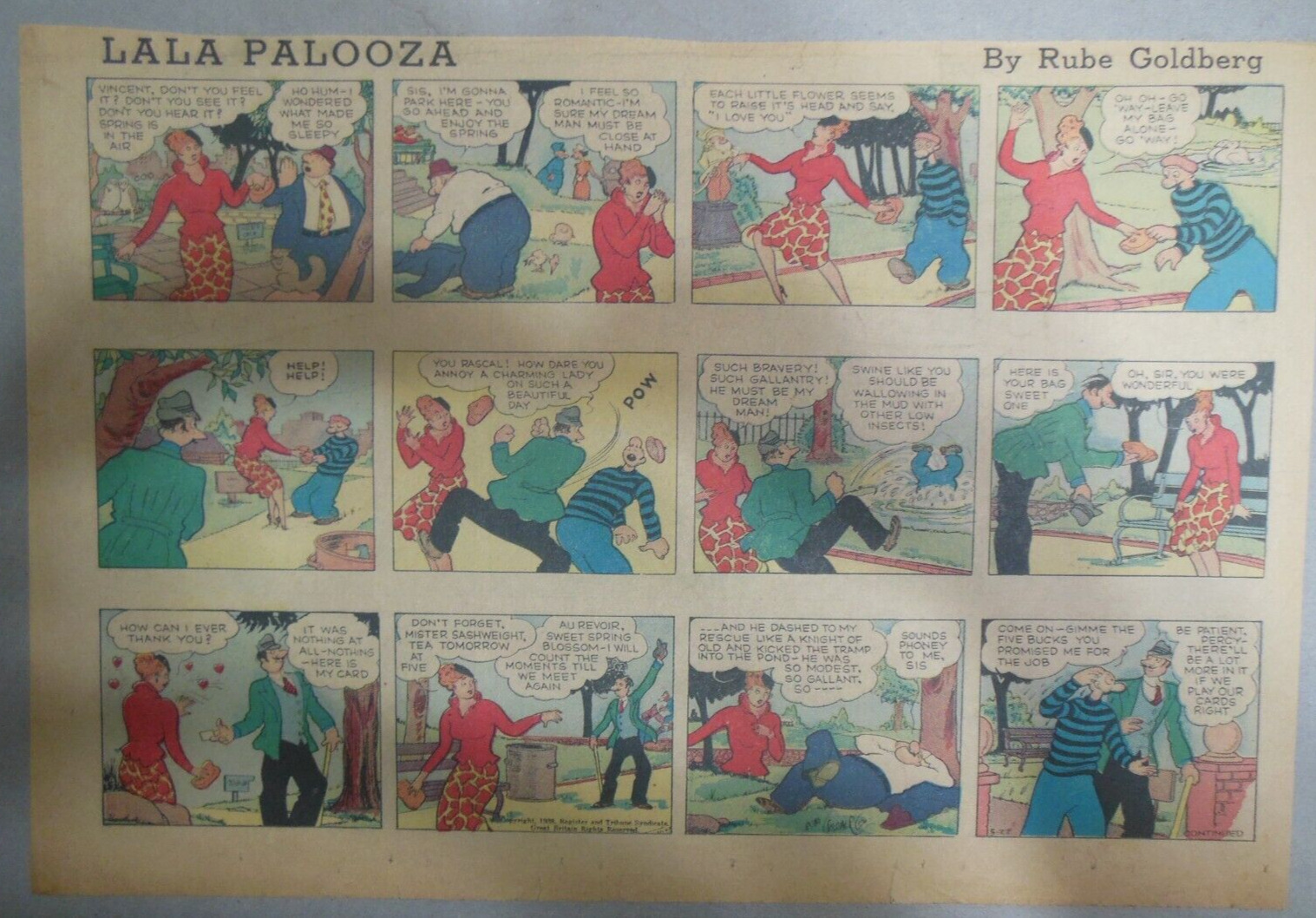 Lala Palooza Sunday by Rube Goldberg from 5/27/1937 Size: 11 x 15 ...