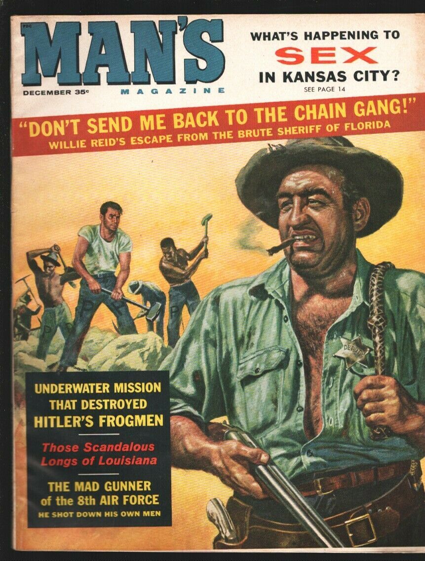 Man's Magazine 12/1959-Chain gang cover-Hitler's frogmen-Bill Wenzel ...