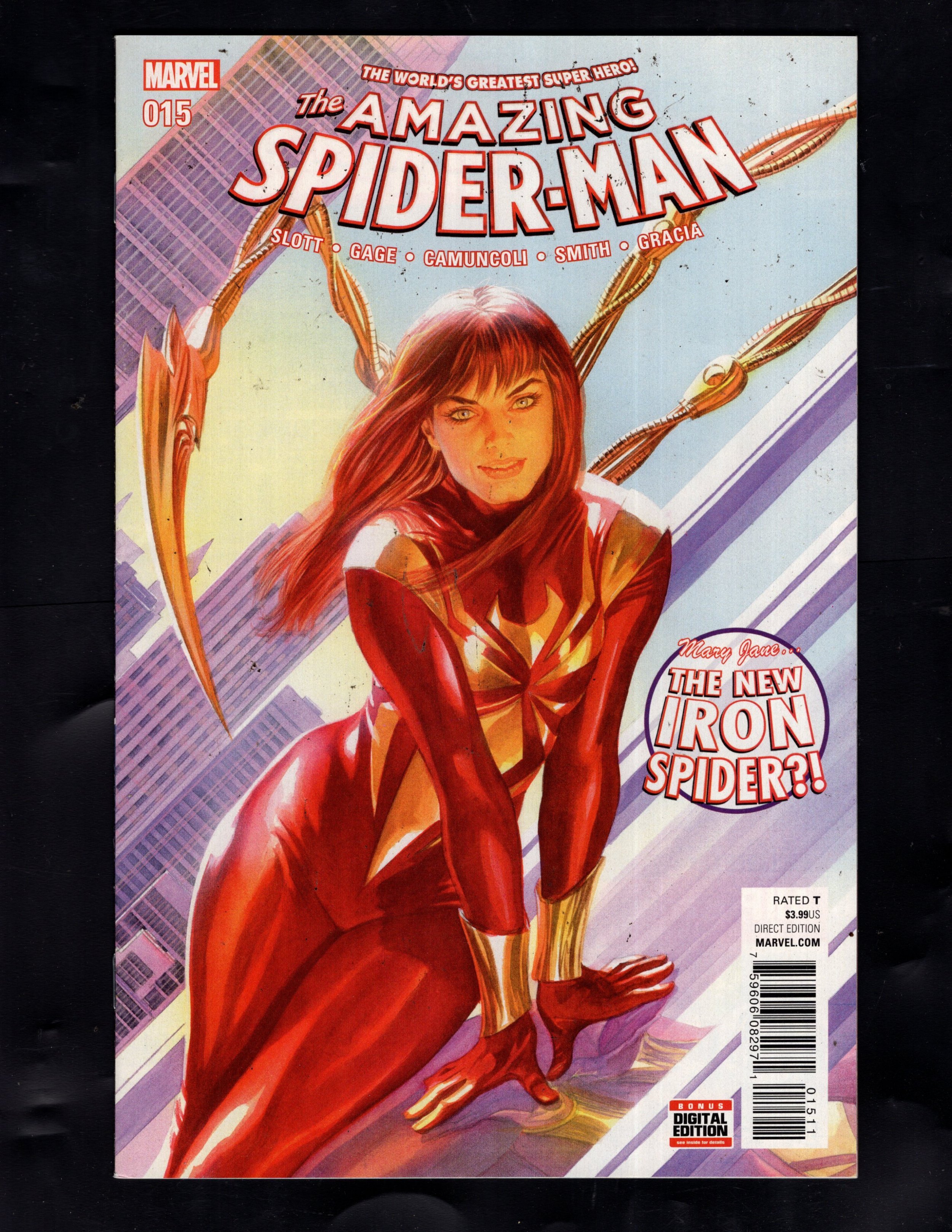 The Amazing Spider-Man #15 (2016) 1st MJ Iron-Spider Alex Ross Cover ...