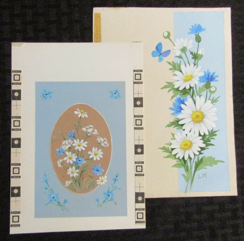 THANK YOU NOTE White & Blue Flowers w/ Butterfly 5.5x8" Greeting Card ...