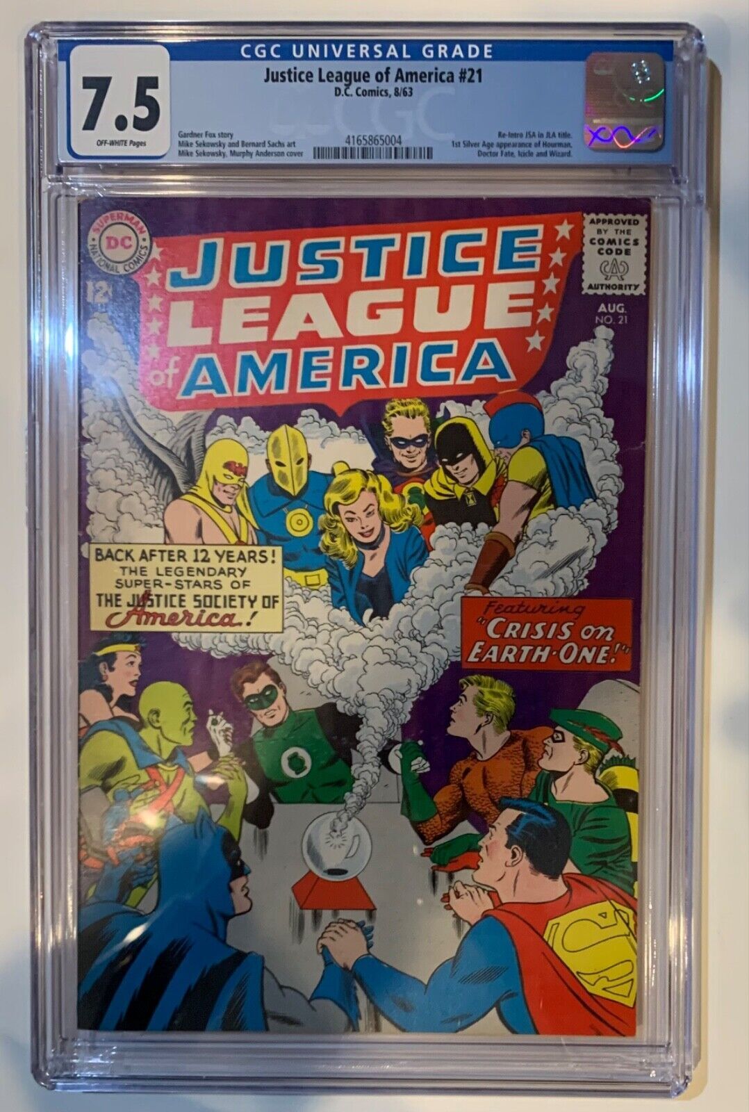 (1963) Justice League of America #21 CGC 7.5 Re-Intro Jsa! Hourman! DR ...