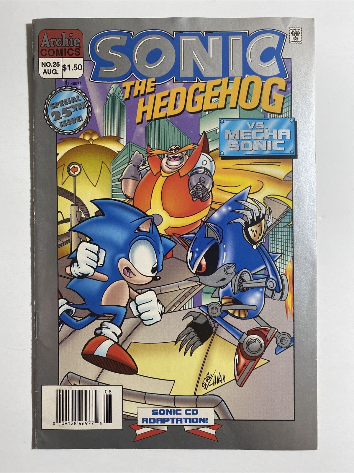 SONIC THE HEDGEHOG #25 NEWSSTAND Variant 1ST METAL SONIC Archie Comics ...
