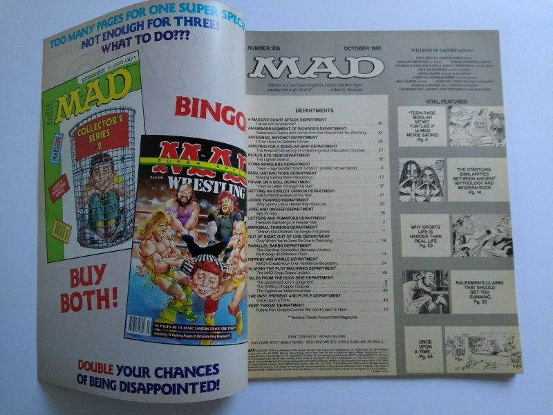 MAD Magazine Teenage Ninja Mutant Turtles Cover Oct 1991 No 306 Vanilla ...