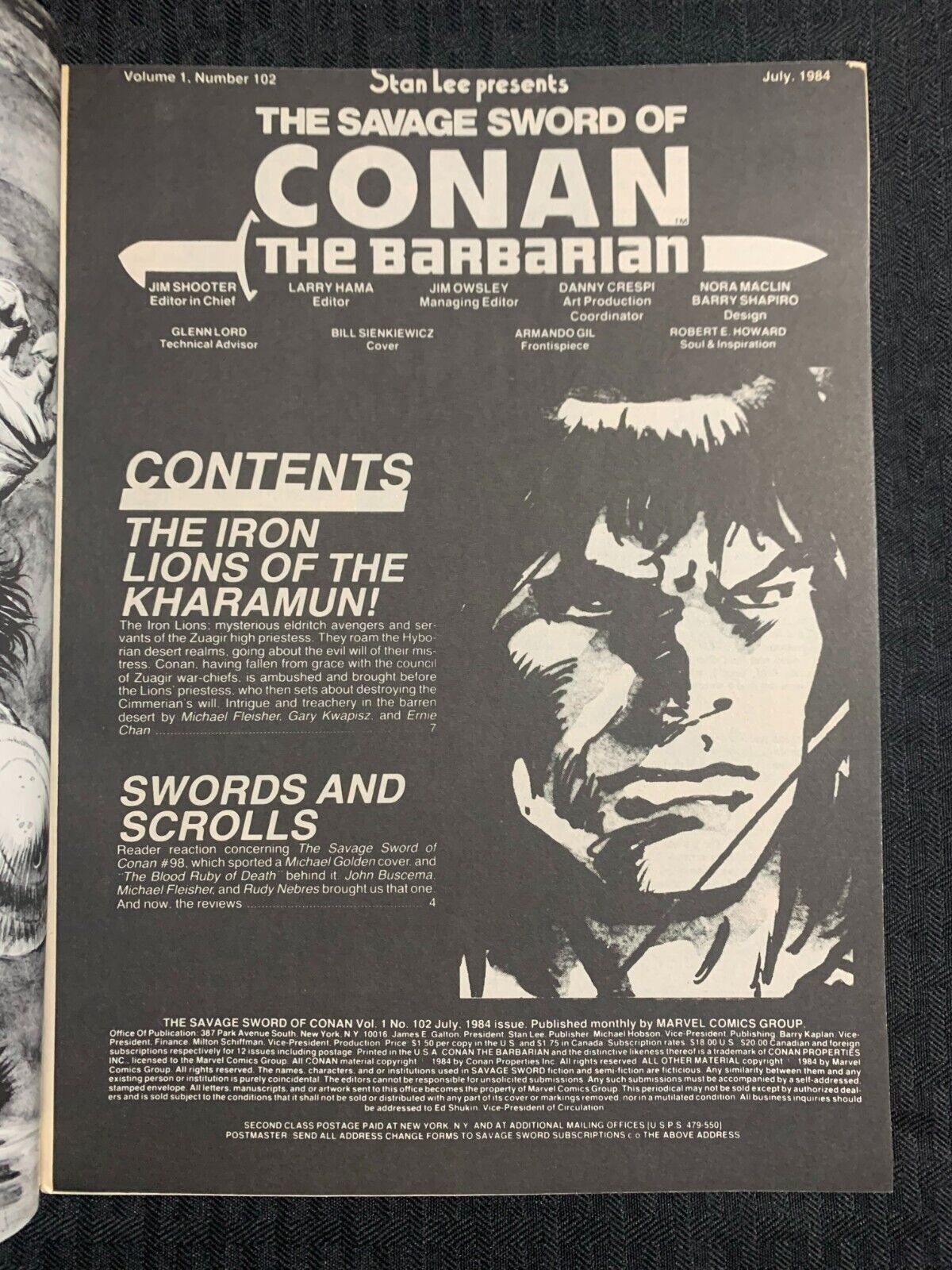 1984 SAVAGE SWORD OF CONAN Magazine #102 FN+ 6.5 Bill Sienkiewicz Cover ...