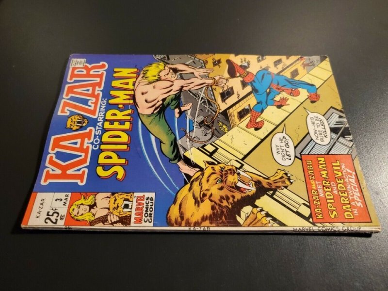 KA-ZAR #3 (1971) F/VF (7.0) Kazar vs. Spider-Man battle cover Stan Lee ...