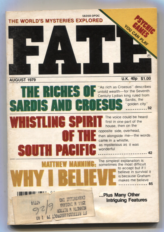 Fate Magazine August 1979- Matthew Manning - Croesus | Comic Books ...