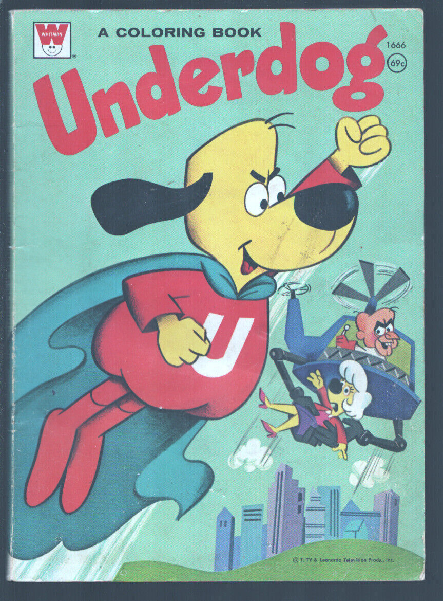 Underdog Coloring Book #1666 1974-Based on the TV cartoon series-14 ...
